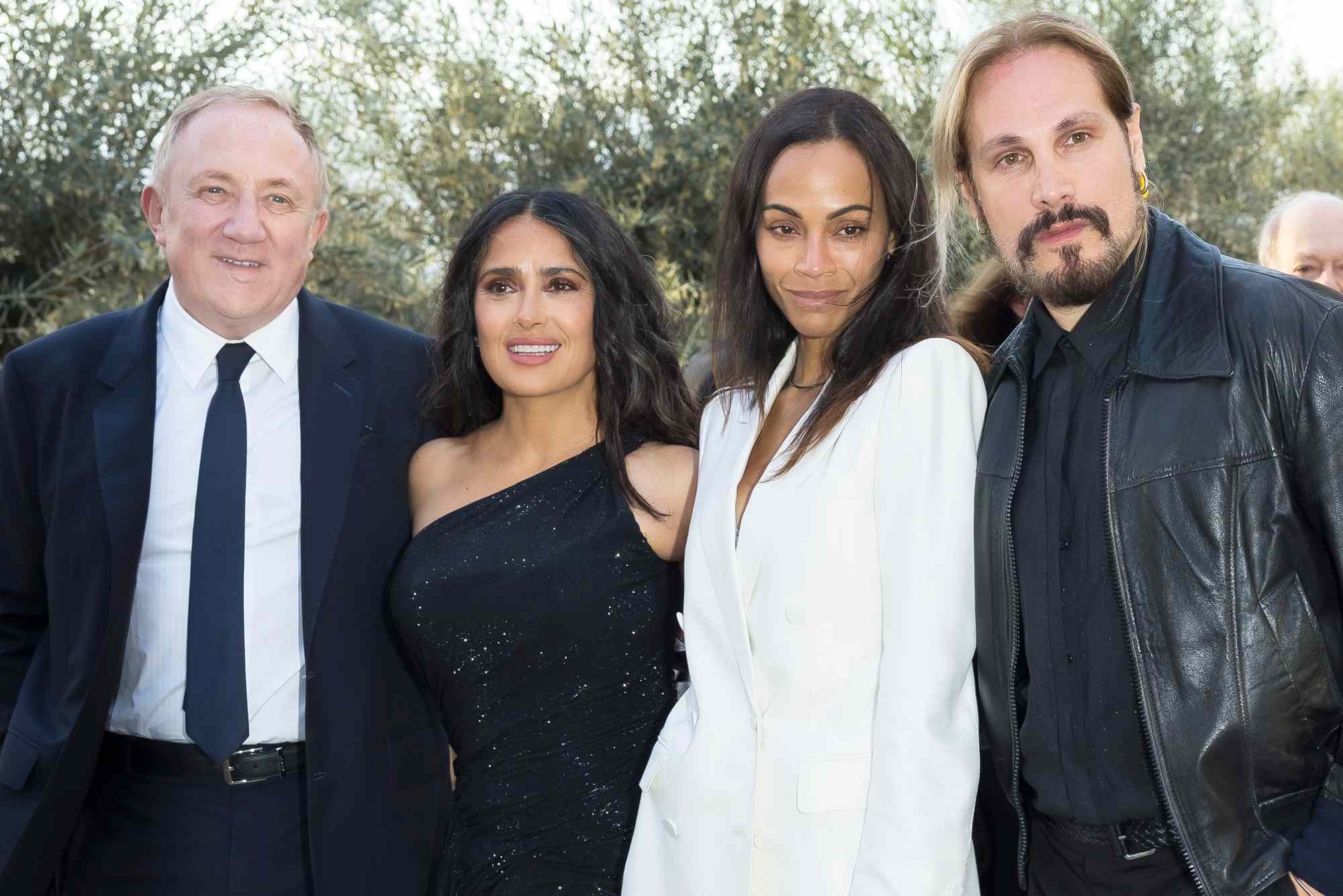 Zoe Saldaña and Salma Hayek step out with their husbands for double ...