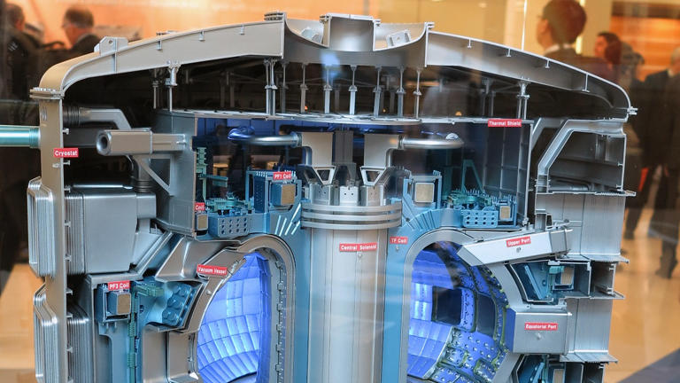 ITER stacks five of six central solenoid modules — each wound from 6 km ...