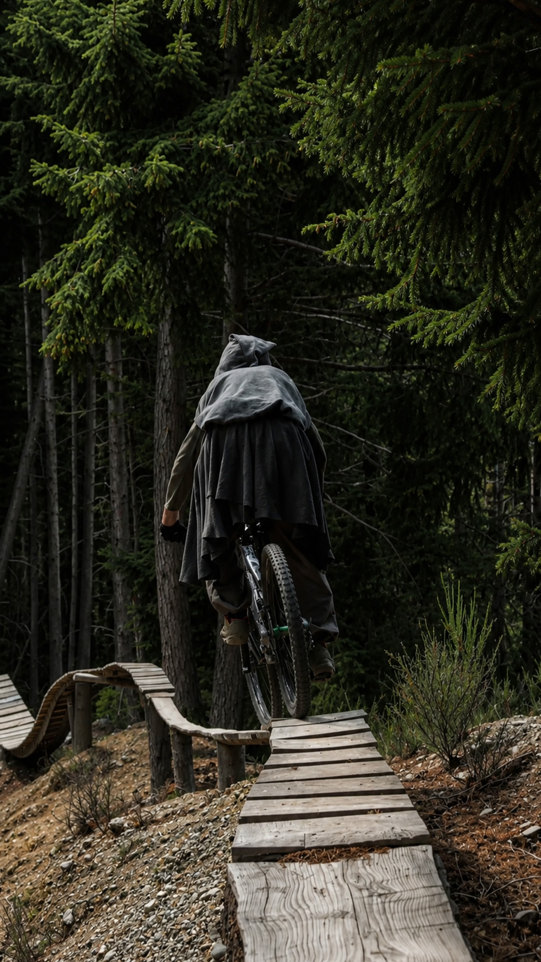 Filming a high speed mountain bike action scene