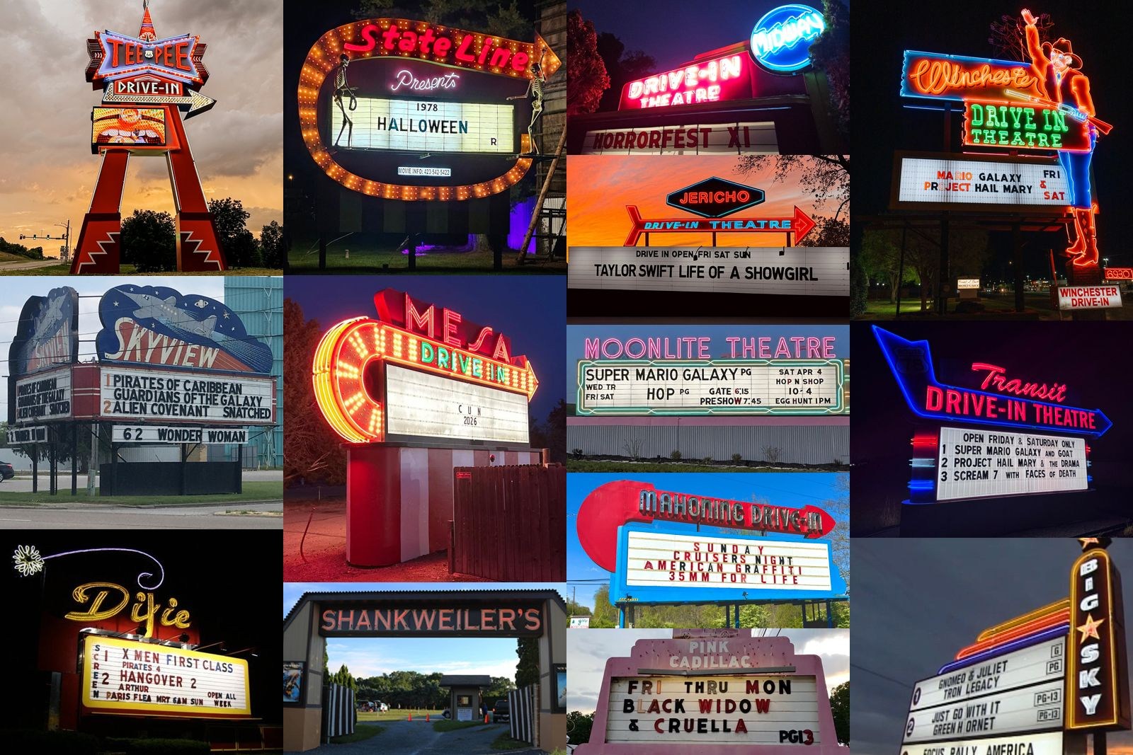 Drive-in movie marquee photos: Only 282 outdoor theaters remain in the US