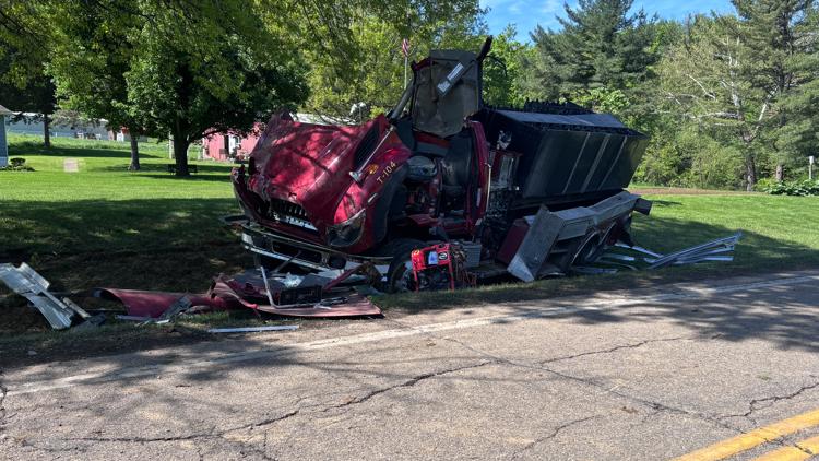 2 volunteer firefighters hospitalized after truck rolls over, hits tree ...