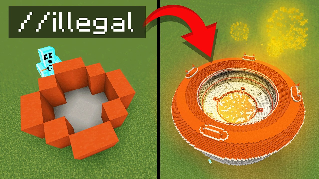 Using illegal building techniques to win a Minecraft build battle