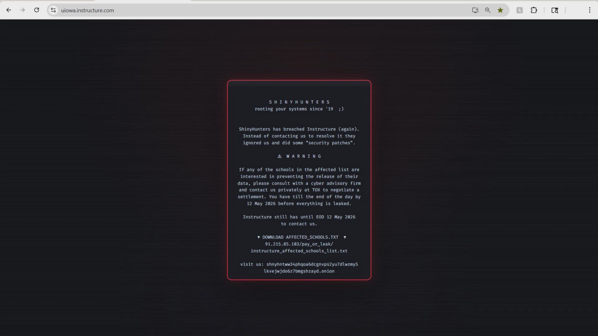 University of Iowa, Iowa State University impacted by Canvas hack