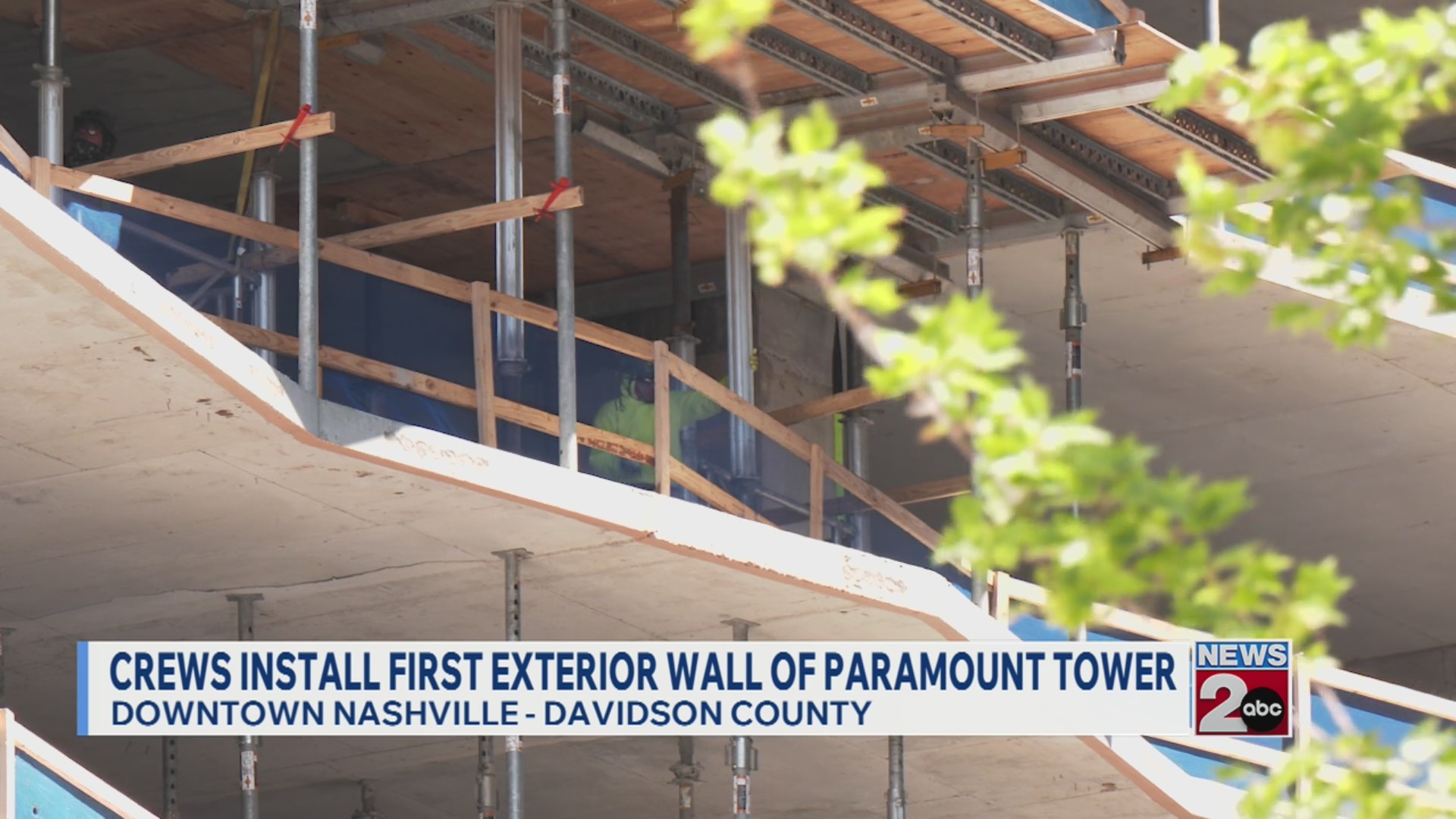 Crews install first exterior wall of Paramount Tower in downtown ...