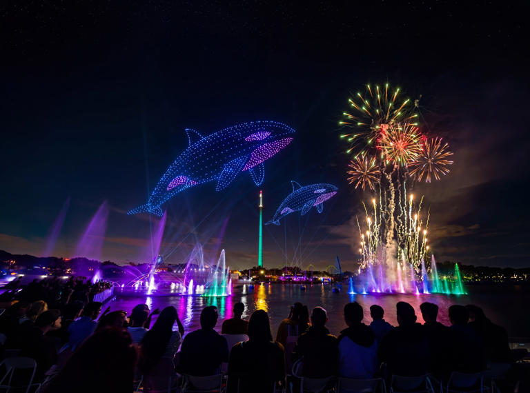 Electric Ocean at SeaWorld Orlando features new drone and fireworks show