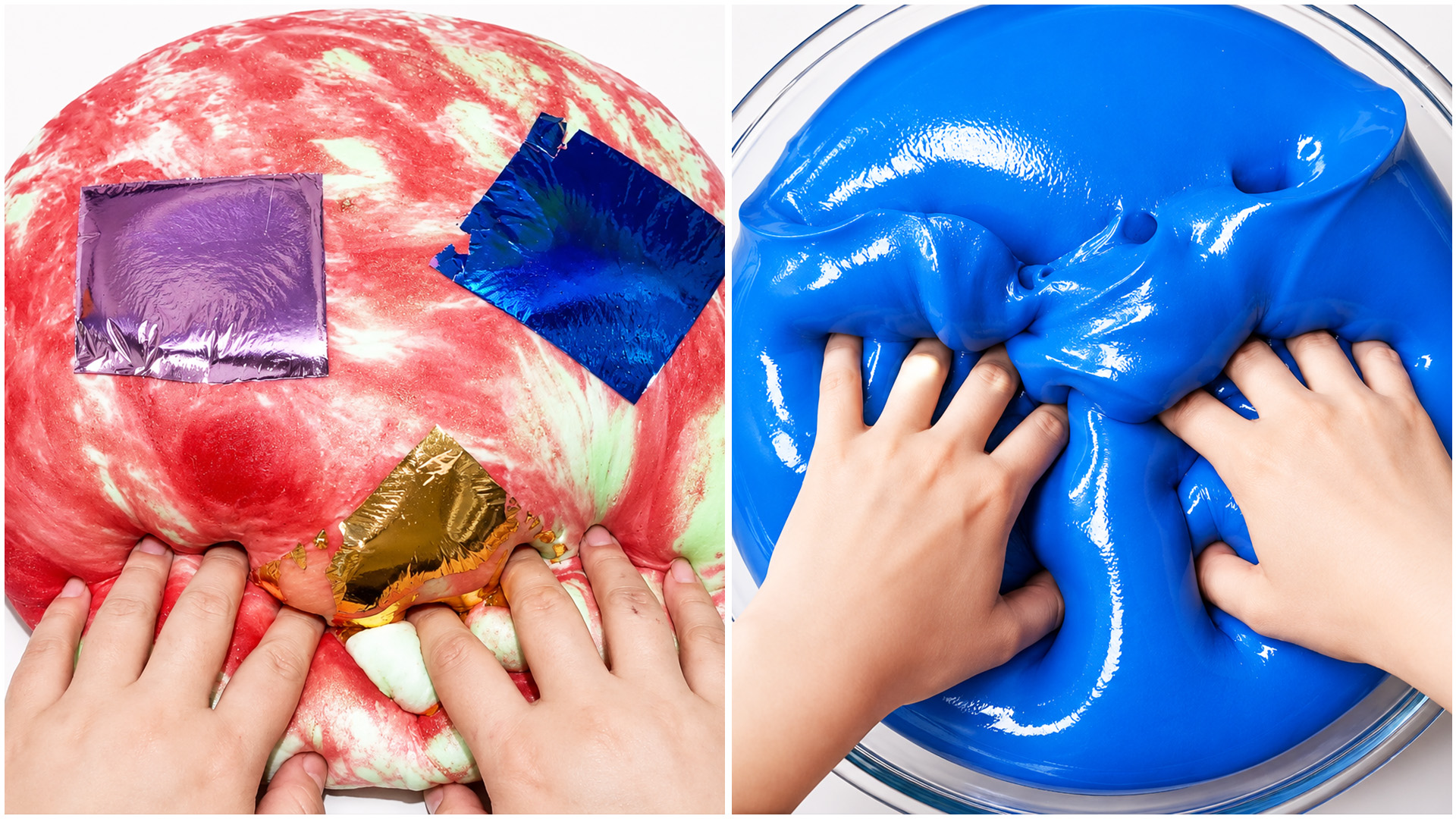 Color splash slime mixing and glossy texture play