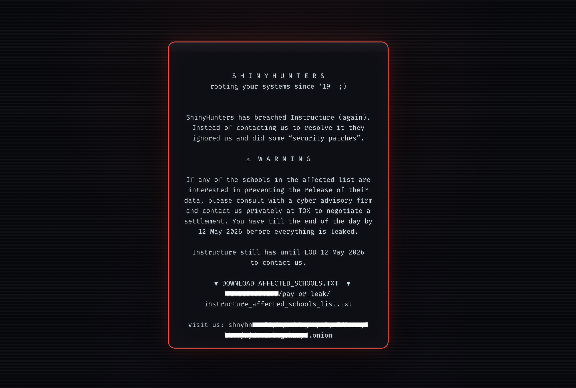 Hackers deface school login pages after claiming another Instructure hack
