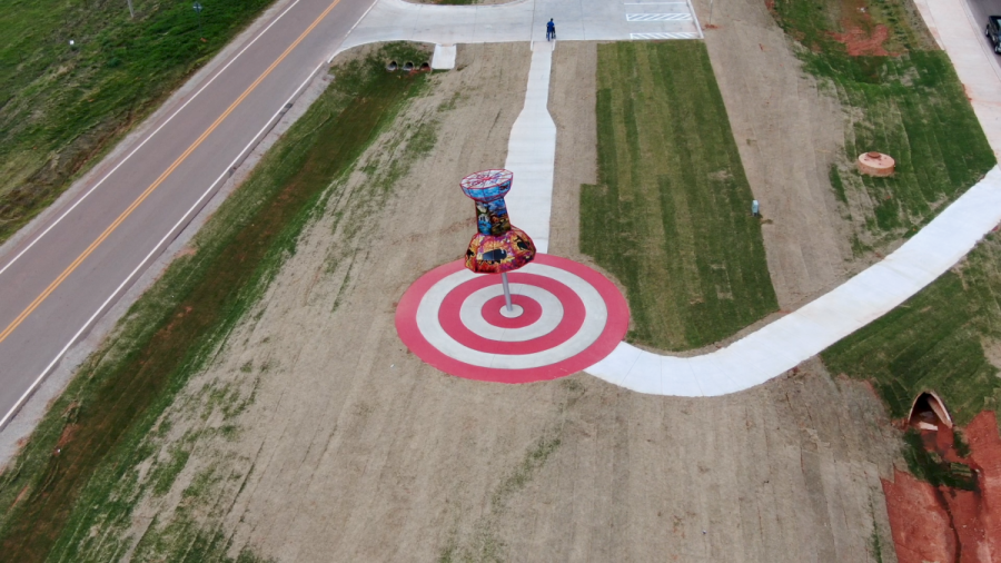 One of Route 66’s newest attractions is a gigantic pushpin: 'You are here'