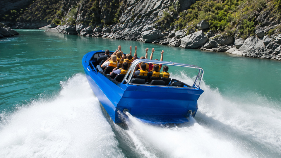 High speed jet boat run cuts through water fast