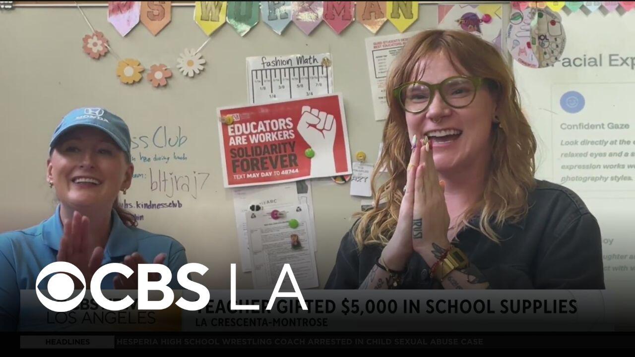 Crescenta Valley High School teacher surprised with classroom supplies