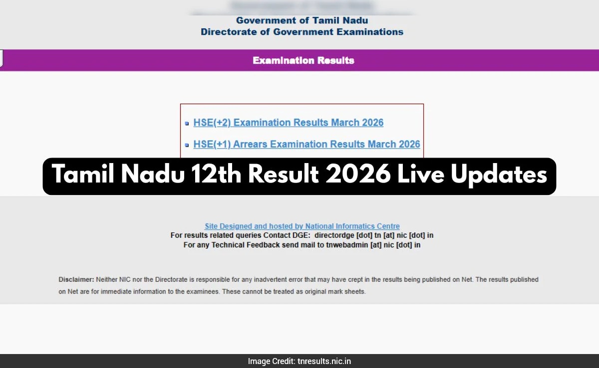 TNDGE Tamil Nadu 12th result (OUT) LIVE: HSE +2 results out, check ...