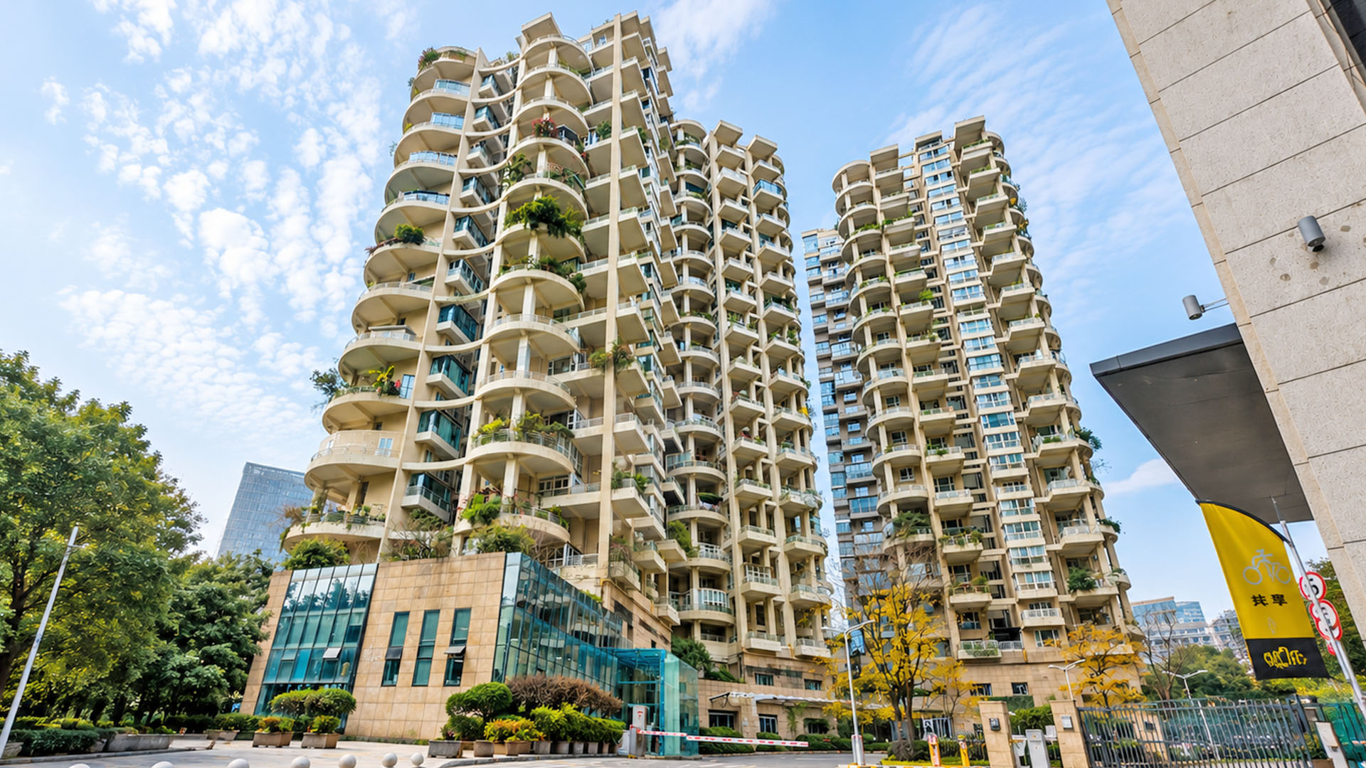 China built futuristic apartment towers surrounded by massive urban ...