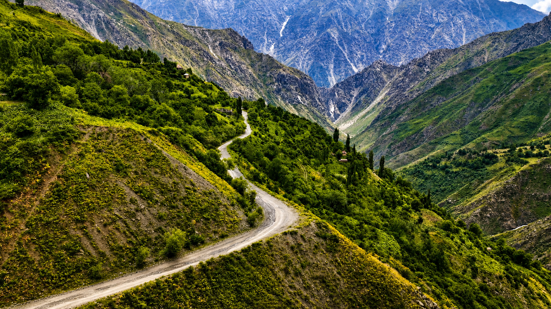 How do vehicles pass this mountain road?