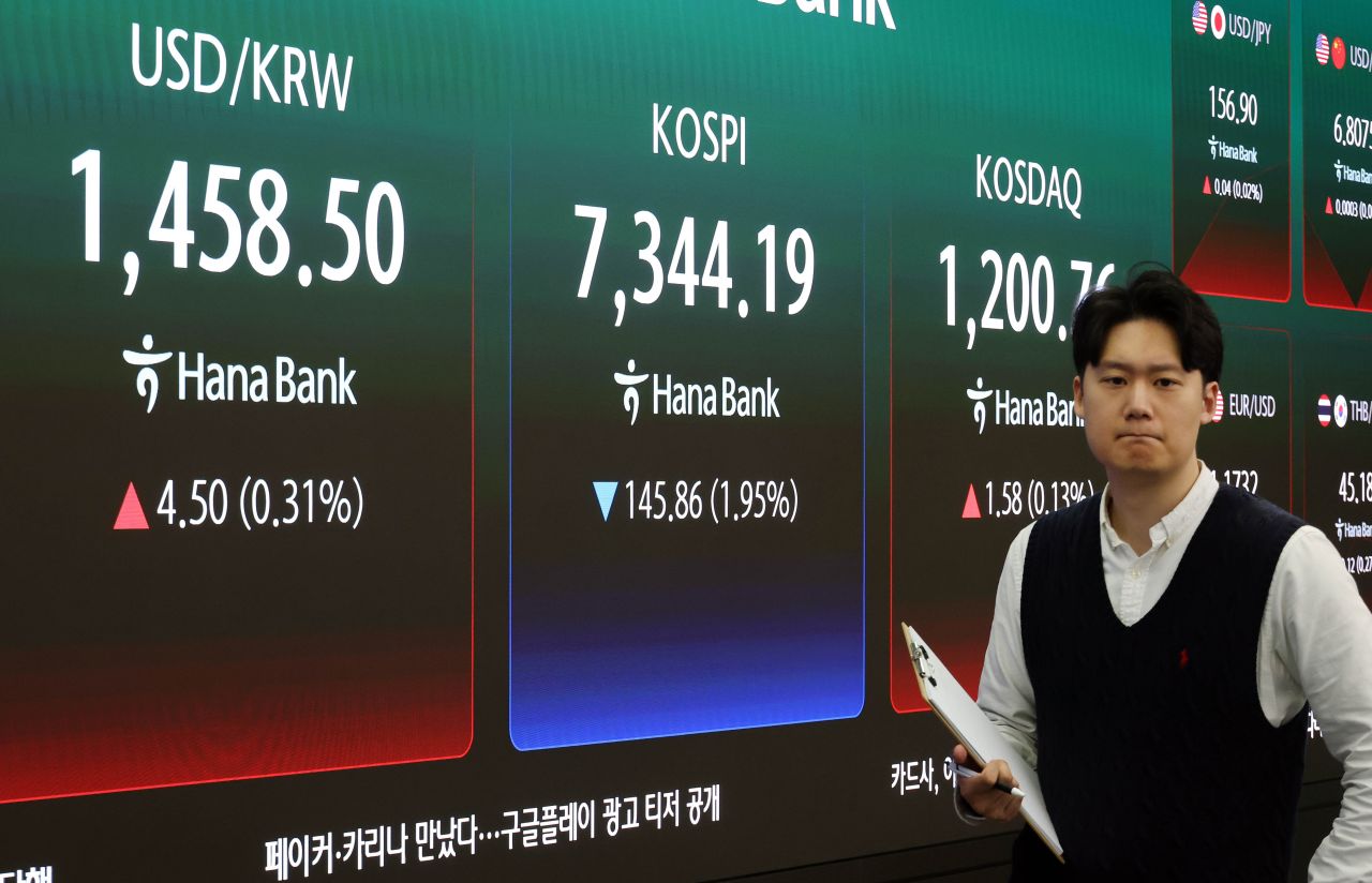 [포토] 코스피 2% 가까이 하락 출발
