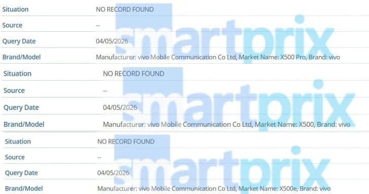 Vivo X500, X500 Pro, and X500e already spotted in IMEI listing