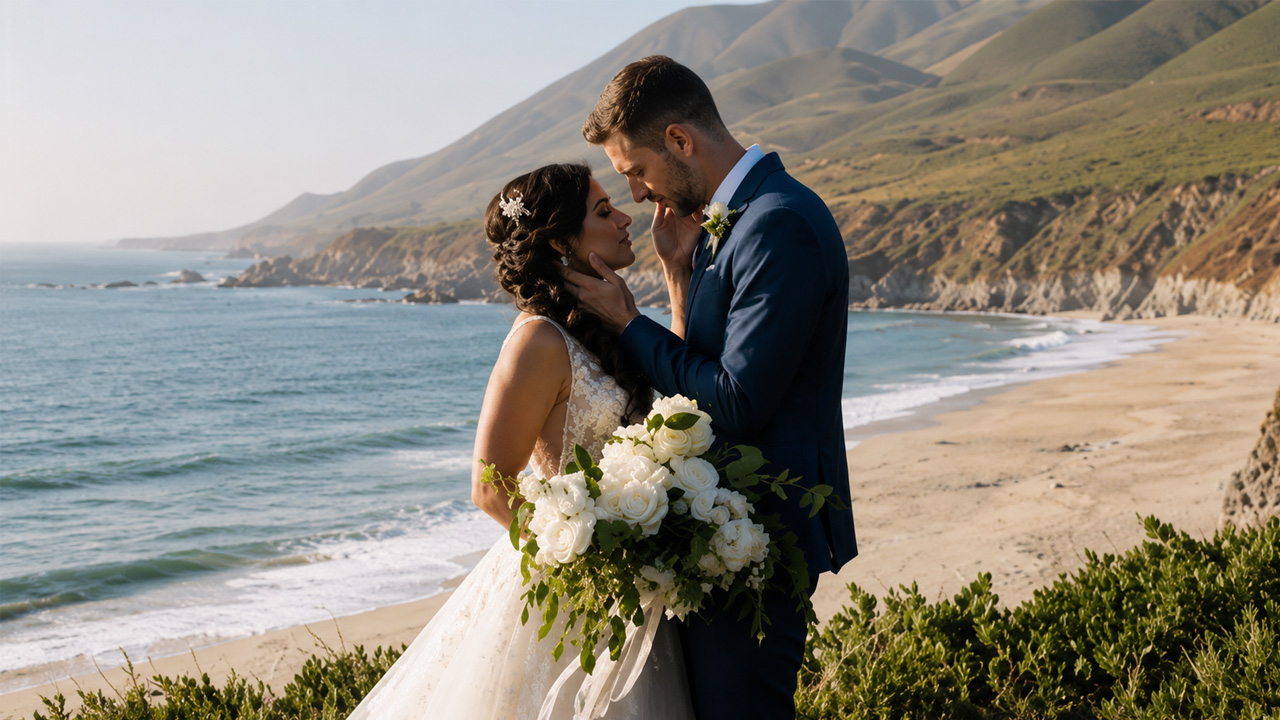 A coastal cliffside wedding with simple and elegant details