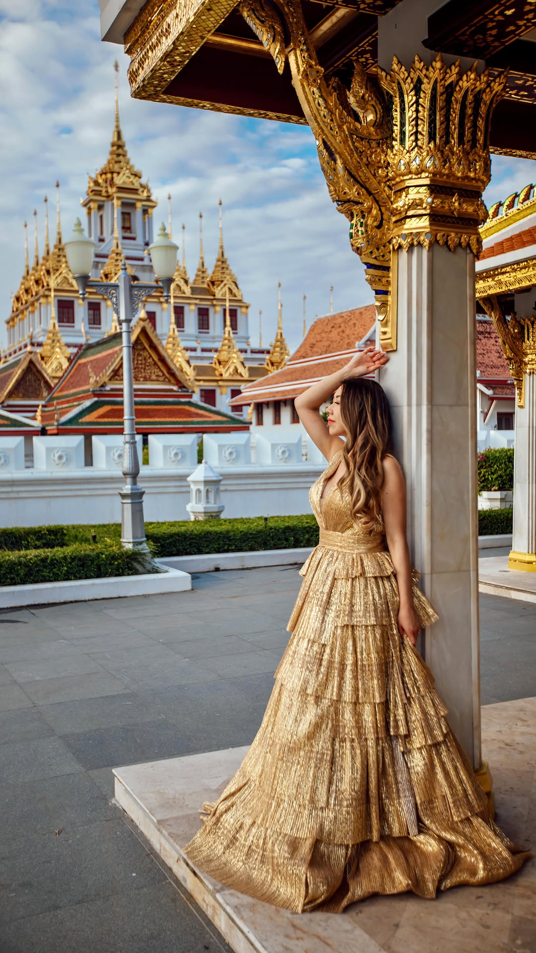 Thai royalty energy dreamy evening dress elegant fashion look