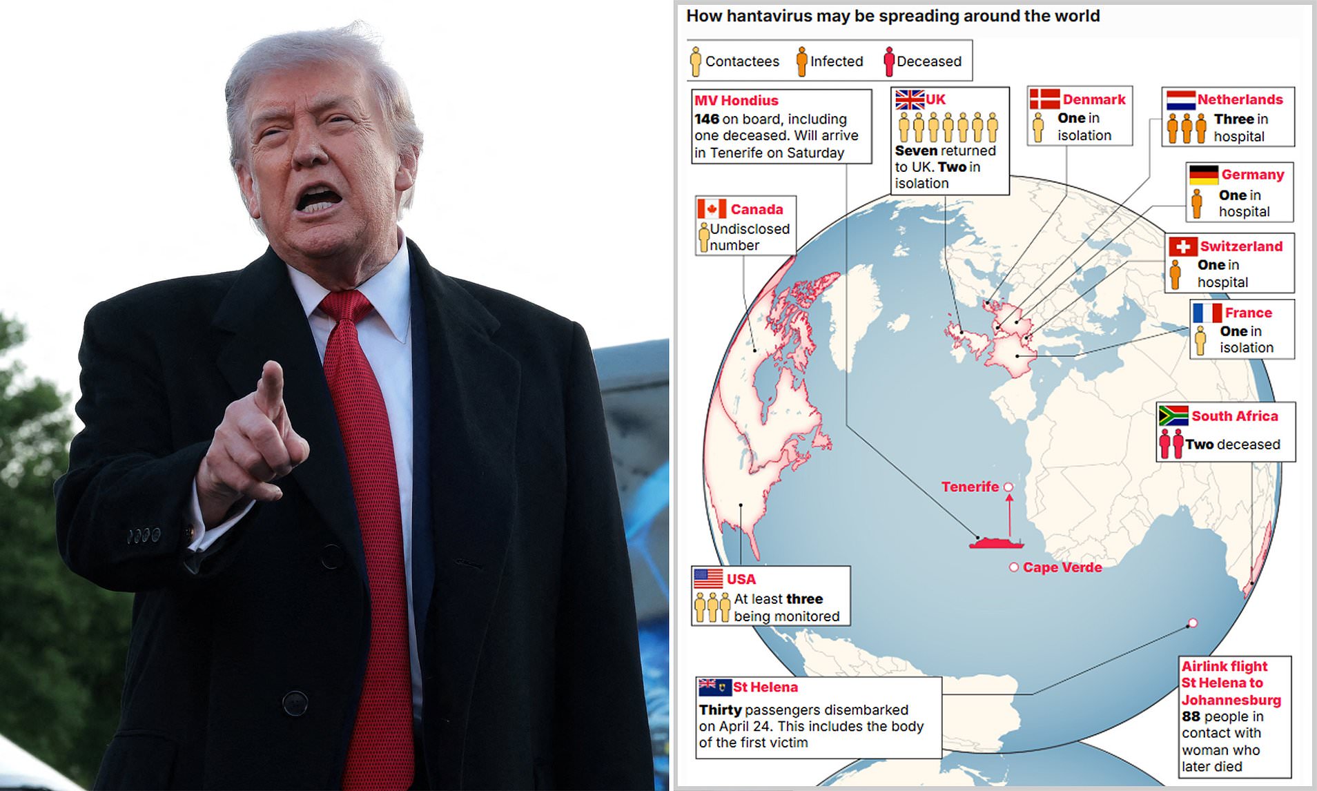 Trump says he's worried about hantavirus outbreak as a third Brit is ...
