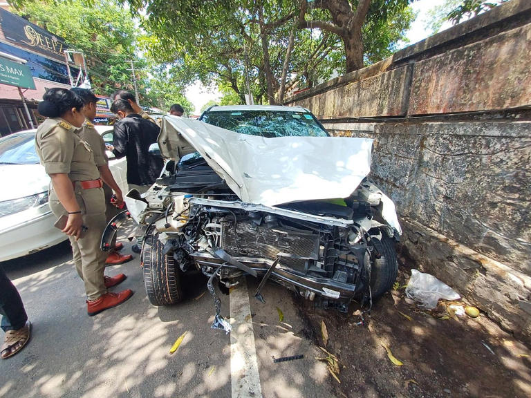 Woman killed after speeding car mounts footpath at Kowdiar