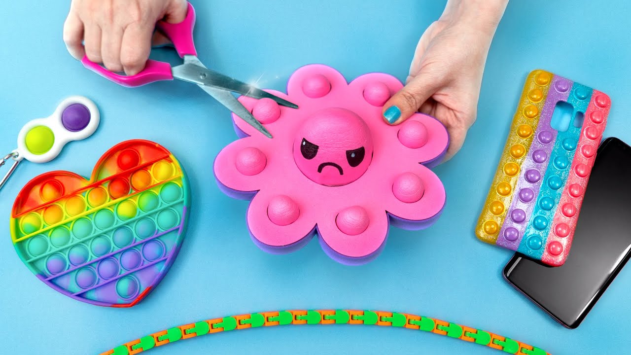 Como fazer fidget toys divertidos 🐙💖 pop it de polvo bipolar, capinha ...