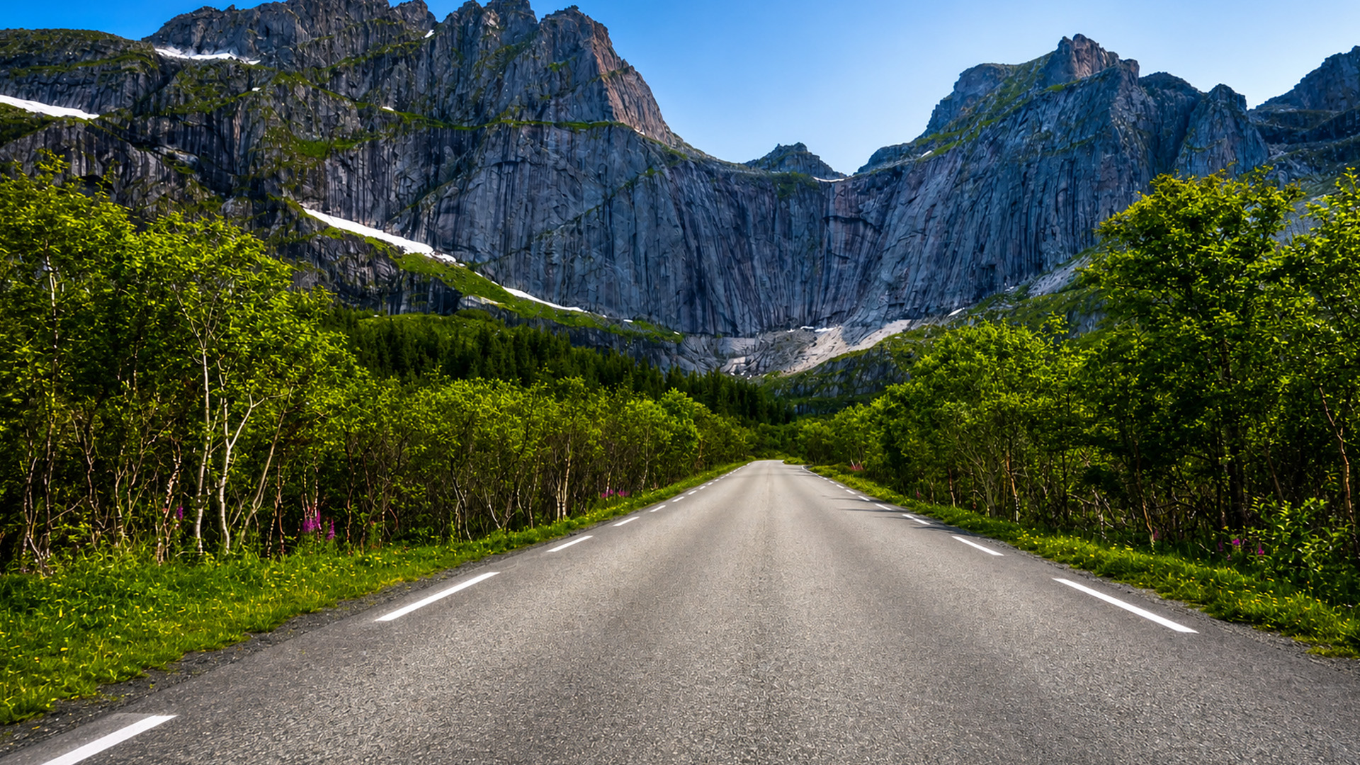 Where the road meets the mountain wall