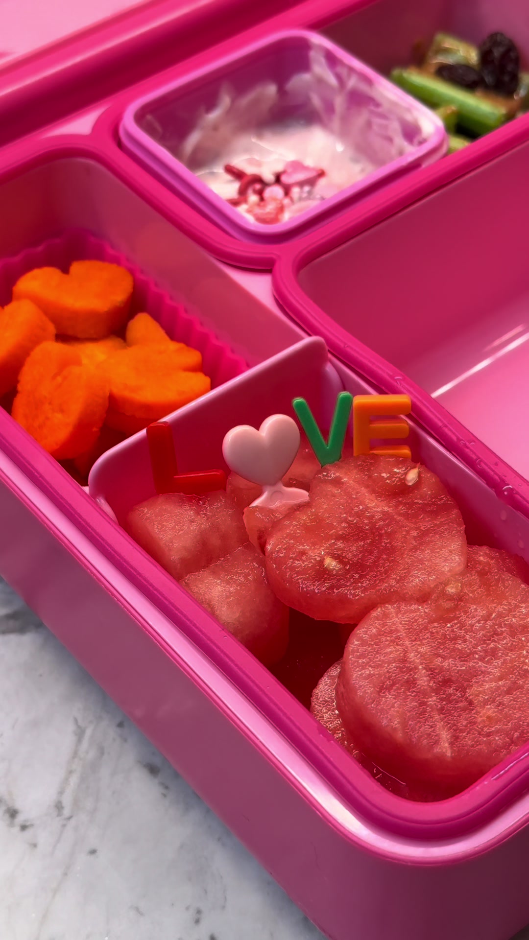 February school lunch celebrating Valentine's Day