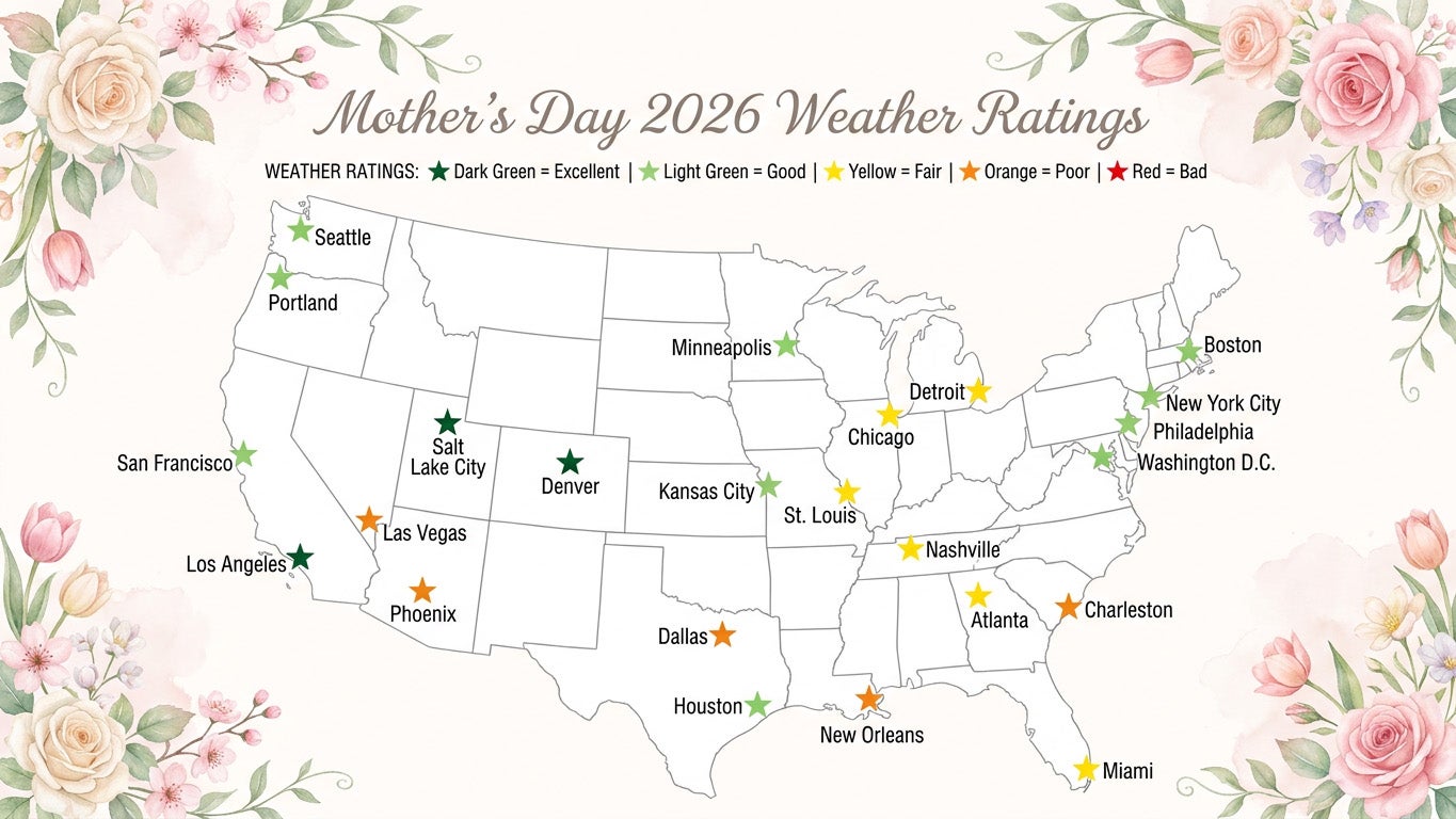 Mother's Day weather forecast: Wet South, sunny West