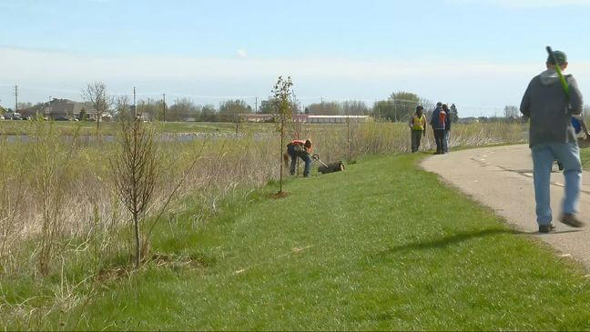 50 volunteers plant 50 crab-apple trees along Apple Creek Trail in Appleton