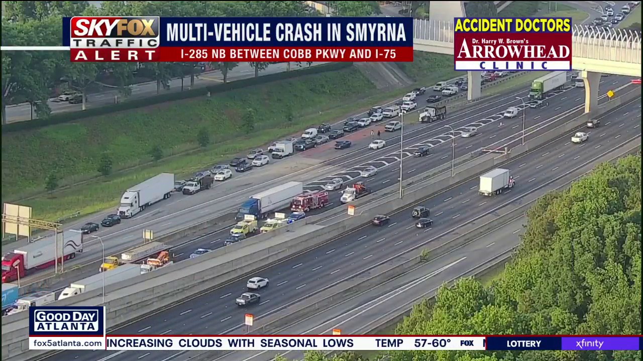 Multi-vehicle crash shuts down lanes of I-285NB in Smyrna area