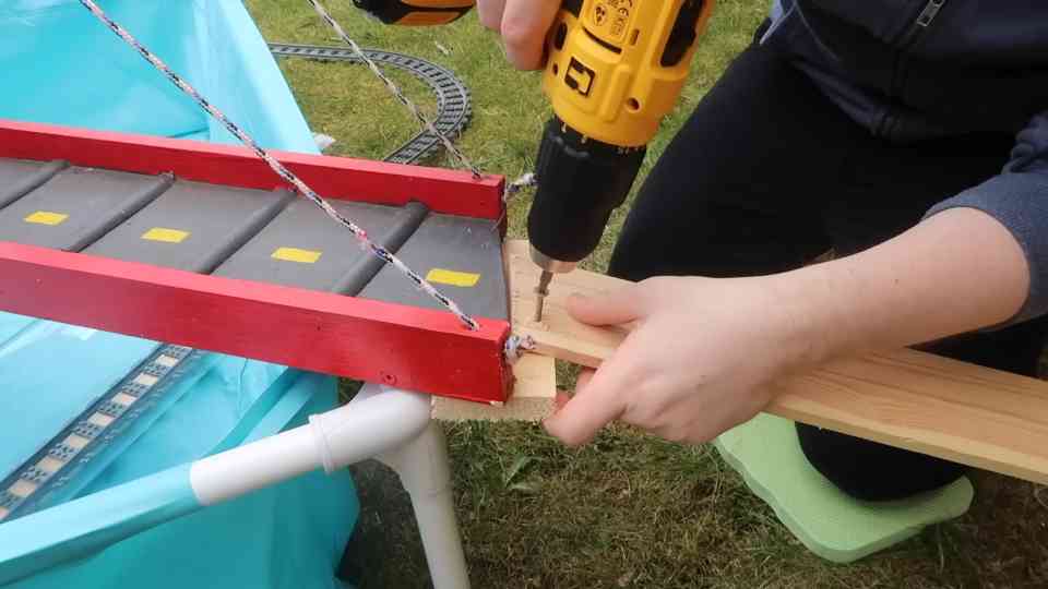 A LEGO railway that goes upstairs and underwater