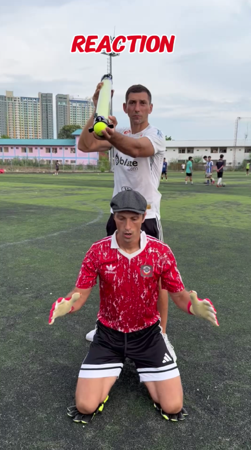 Insane goalkeeper reaction challenge football skills test