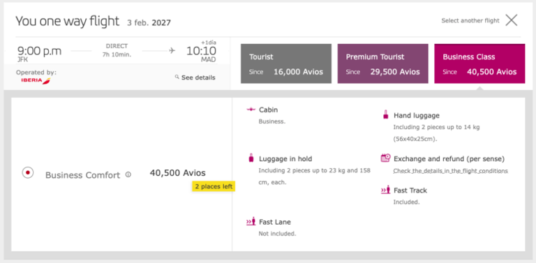 [Award alert] Fly business class to Spain from 32,000 points