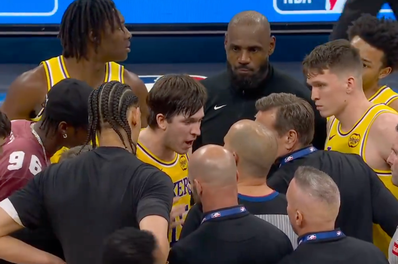Furious LeBron James and Lakers stars surround refs at end of game ...