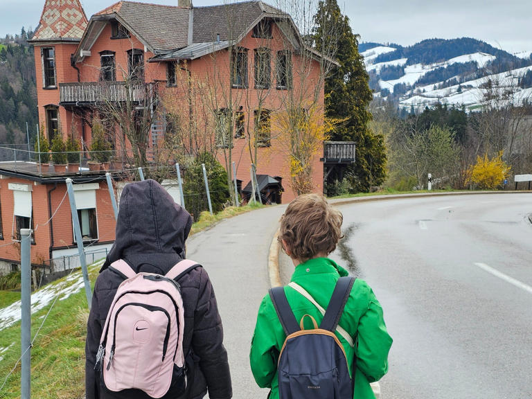 I'm an American raising 2 kids in Switzerland. They started walking to ...
