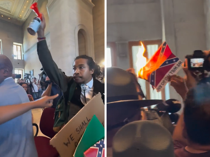 TN state rep. Justin Jones burns Confederate flag to protest redistricting