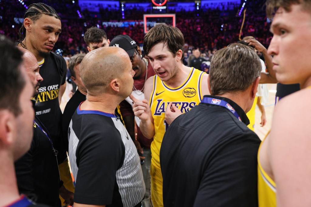 Angry Lakers surround refs in heated scene after playoff loss: 'Yelled ...