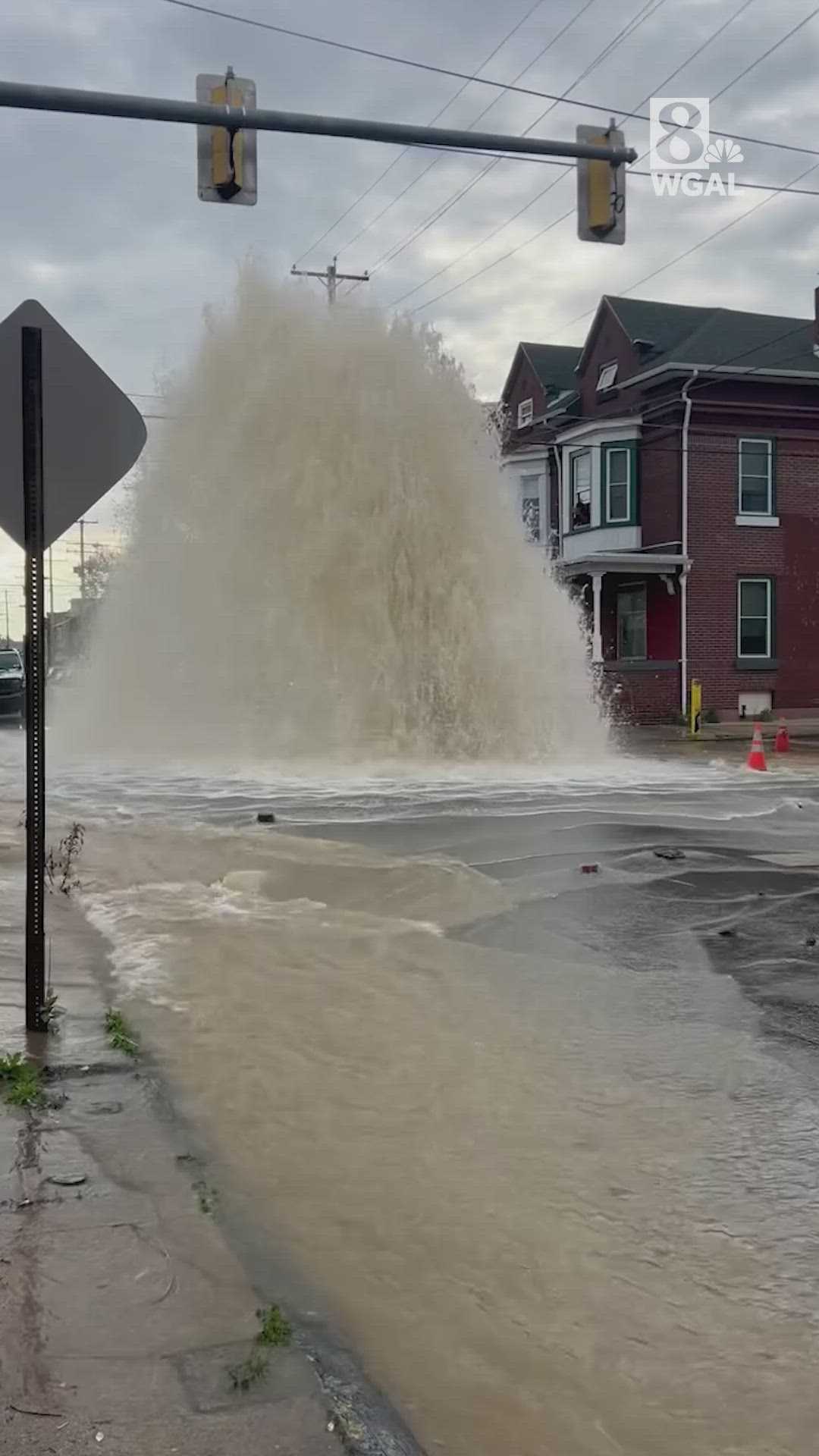 Wild video shows huge plume of water gushing into air after water main ...