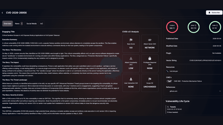 VM2: falha crítica permite invasão e controle remoto ao Node.js 25