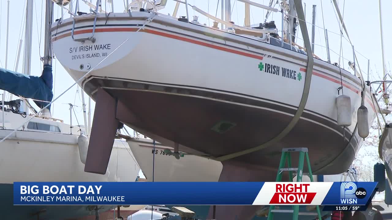 Sailboats lifted into Lake Michigan mark start of Milwaukee sailing season