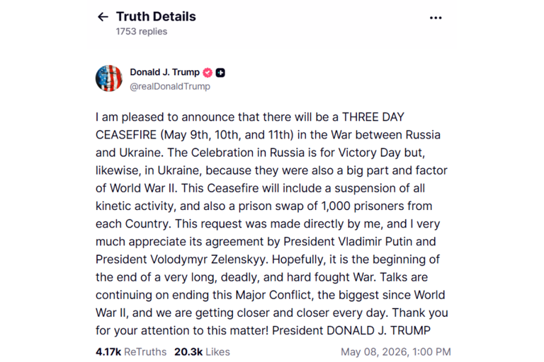 Trump calls Russia-Ukraine ceasefire 'beginning of the end' after Putin ...