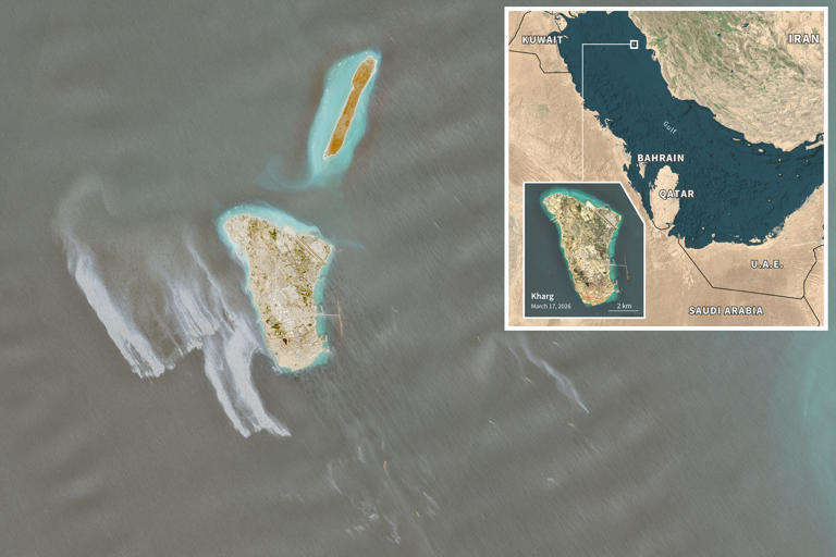 Oil spill uncovered off Iran’s central hub at Kharg Island, satellite ...