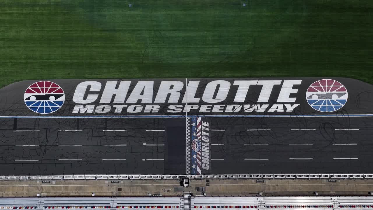 Aerial view of Charlotte Motor Speedway showcases iconic quad-oval ...