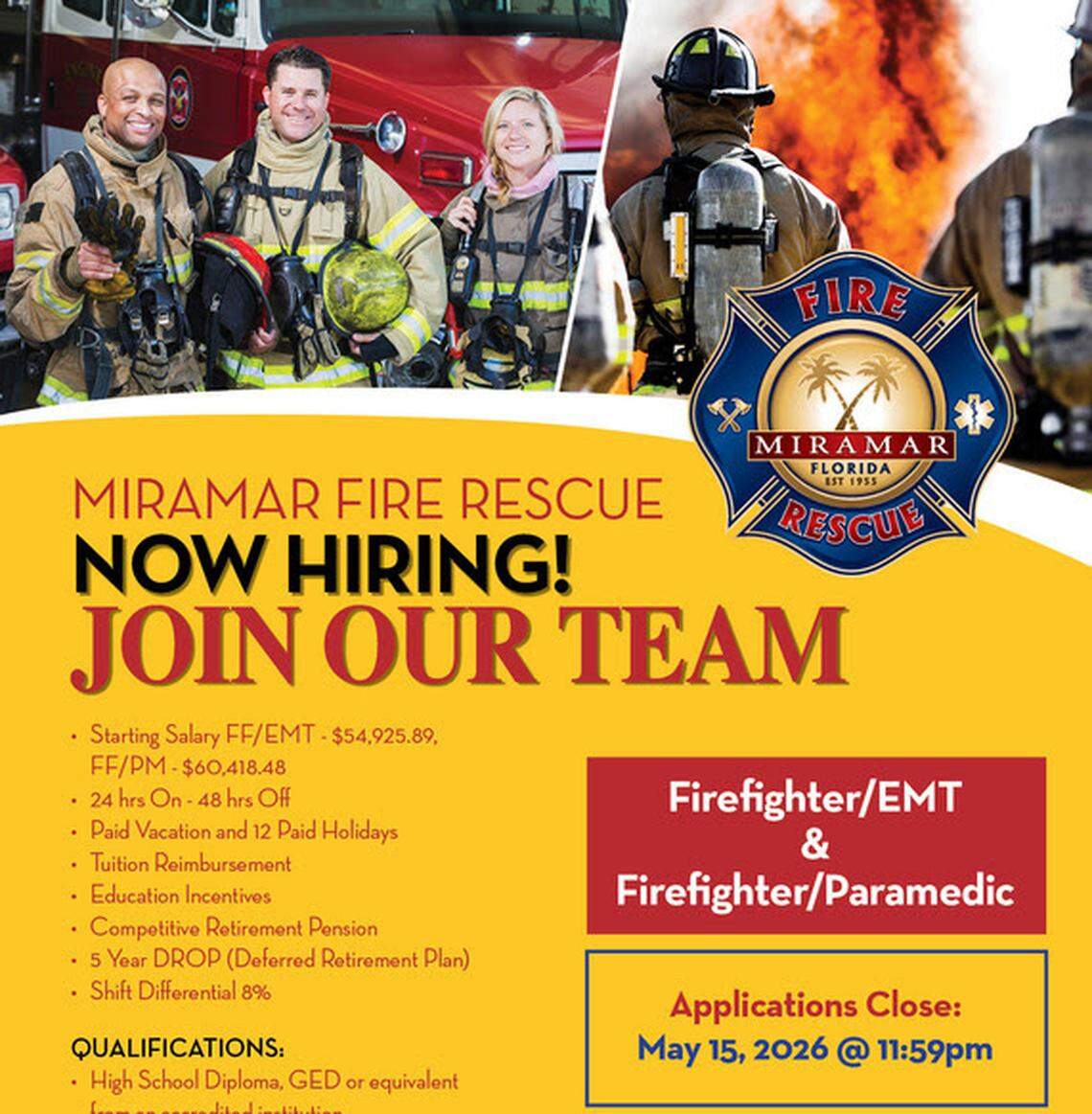 Miramar Fire Rescue hiring amid growing statewide firefighter and EMT ...