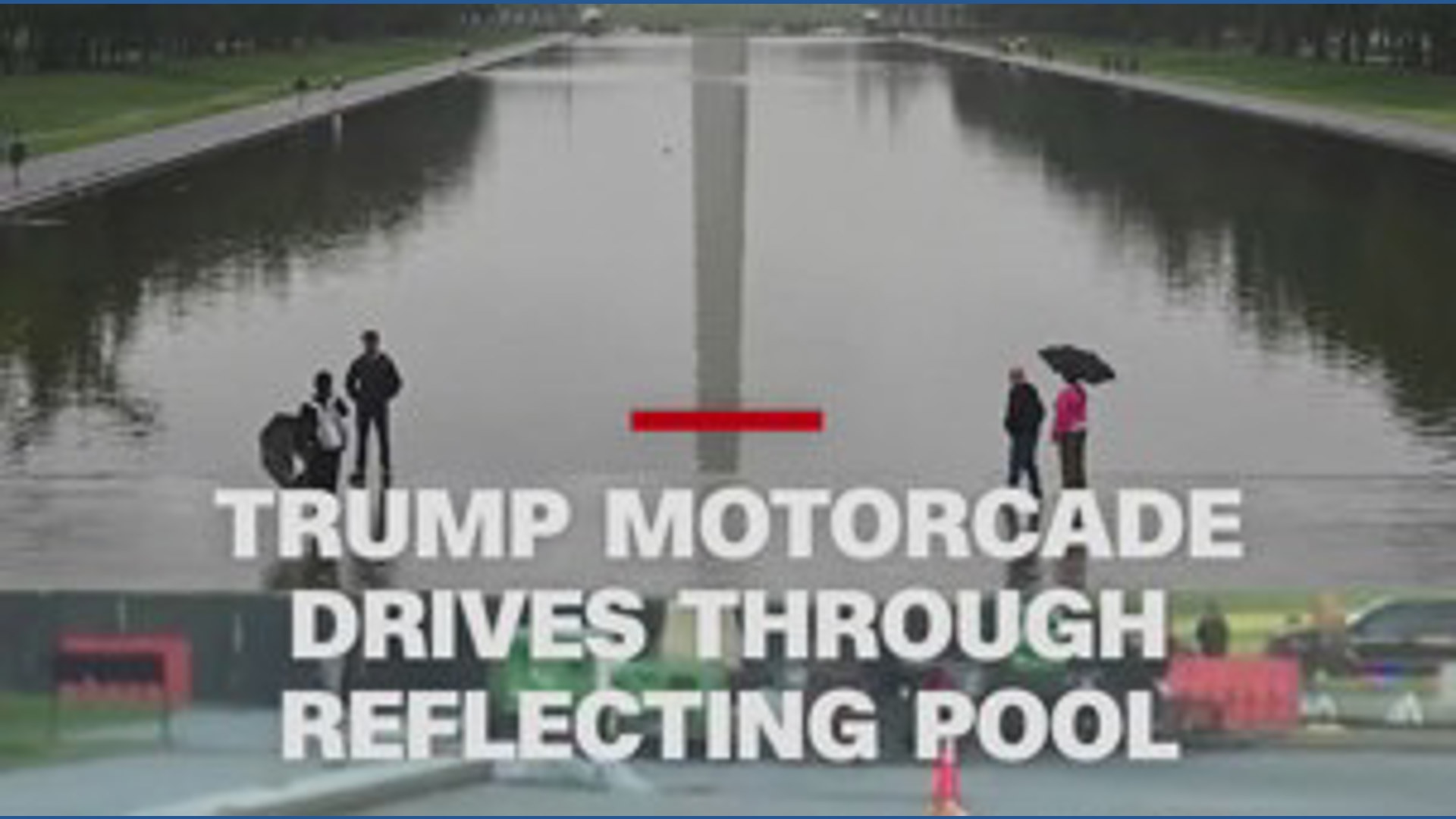 President Trump drives motorcade over reflecting pool renovation