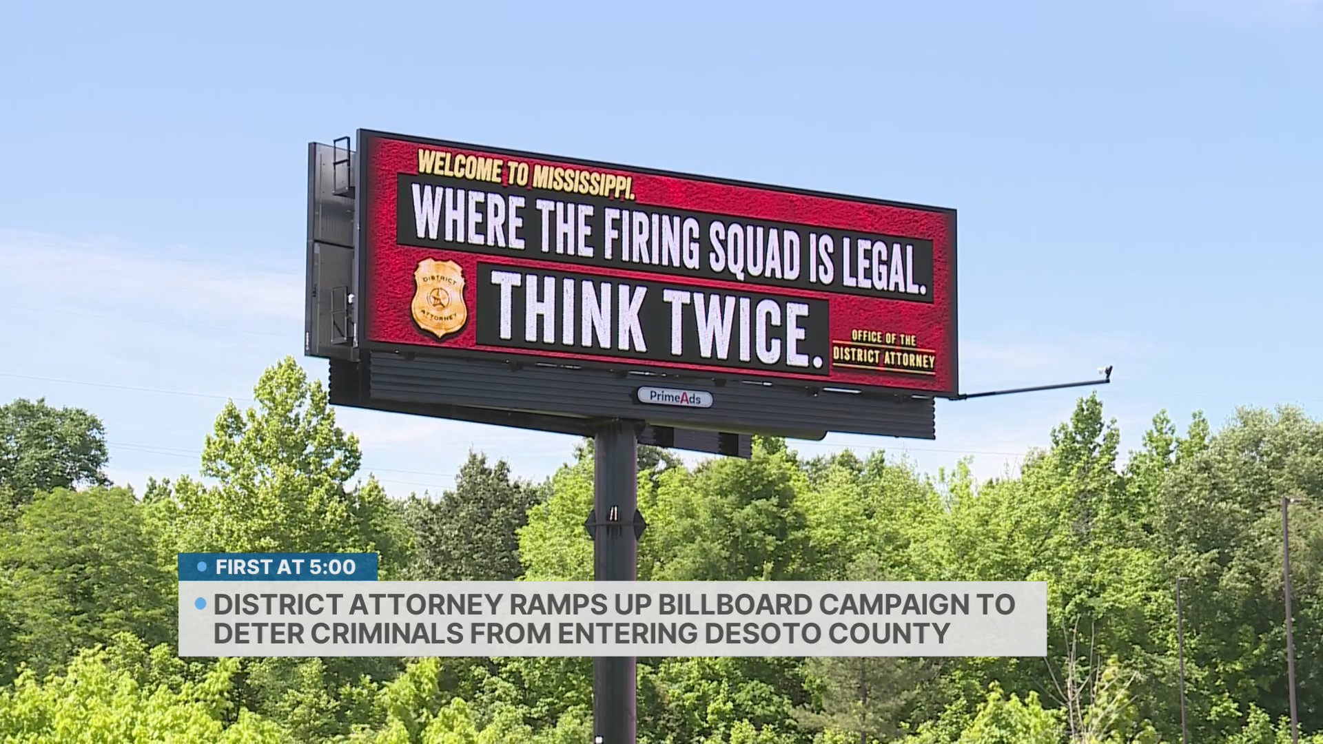 New MS billboard warns criminals: 'Firing squad is legal'