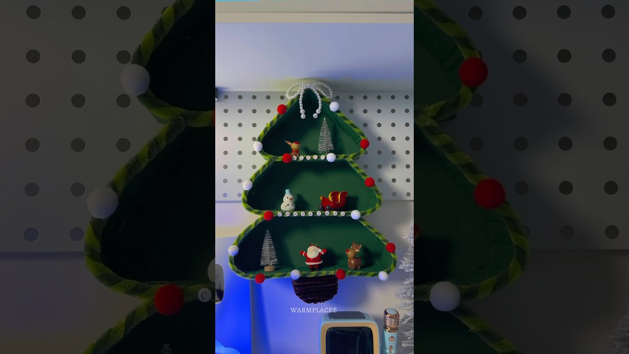 DIY Christmas tree shelf made from cardboard 🎄 #diy #christmasdecorations