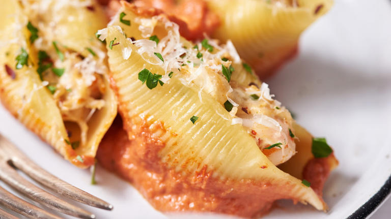 Bring luxury to stuffed shell pasta by ditching the cheese filling for ...