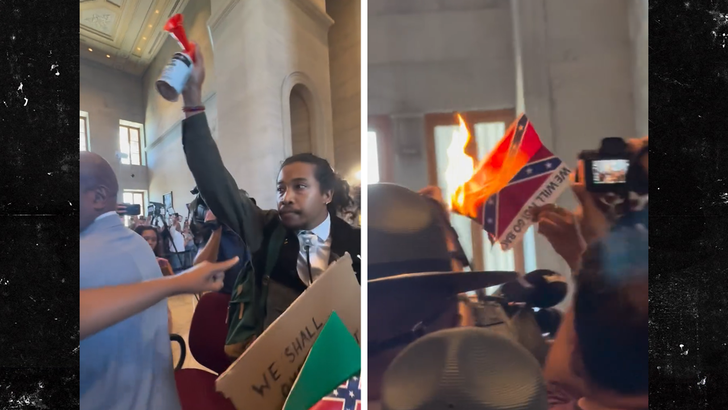 TN state rep. Justin Jones burns Confederate flag to protest redistricting