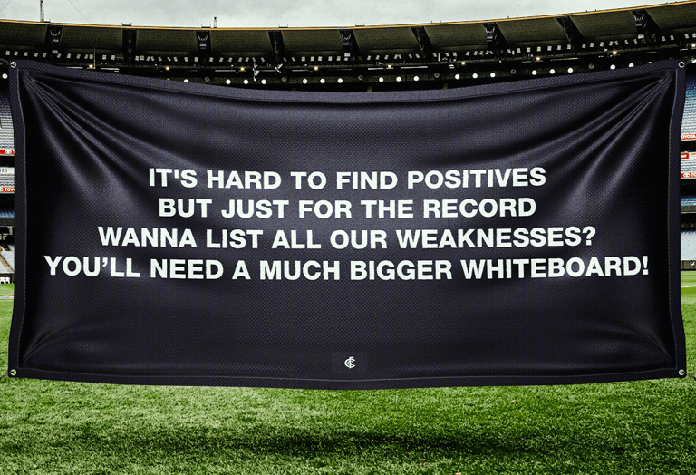 Banner man taunts Brisbane following controversial whiteboard incident