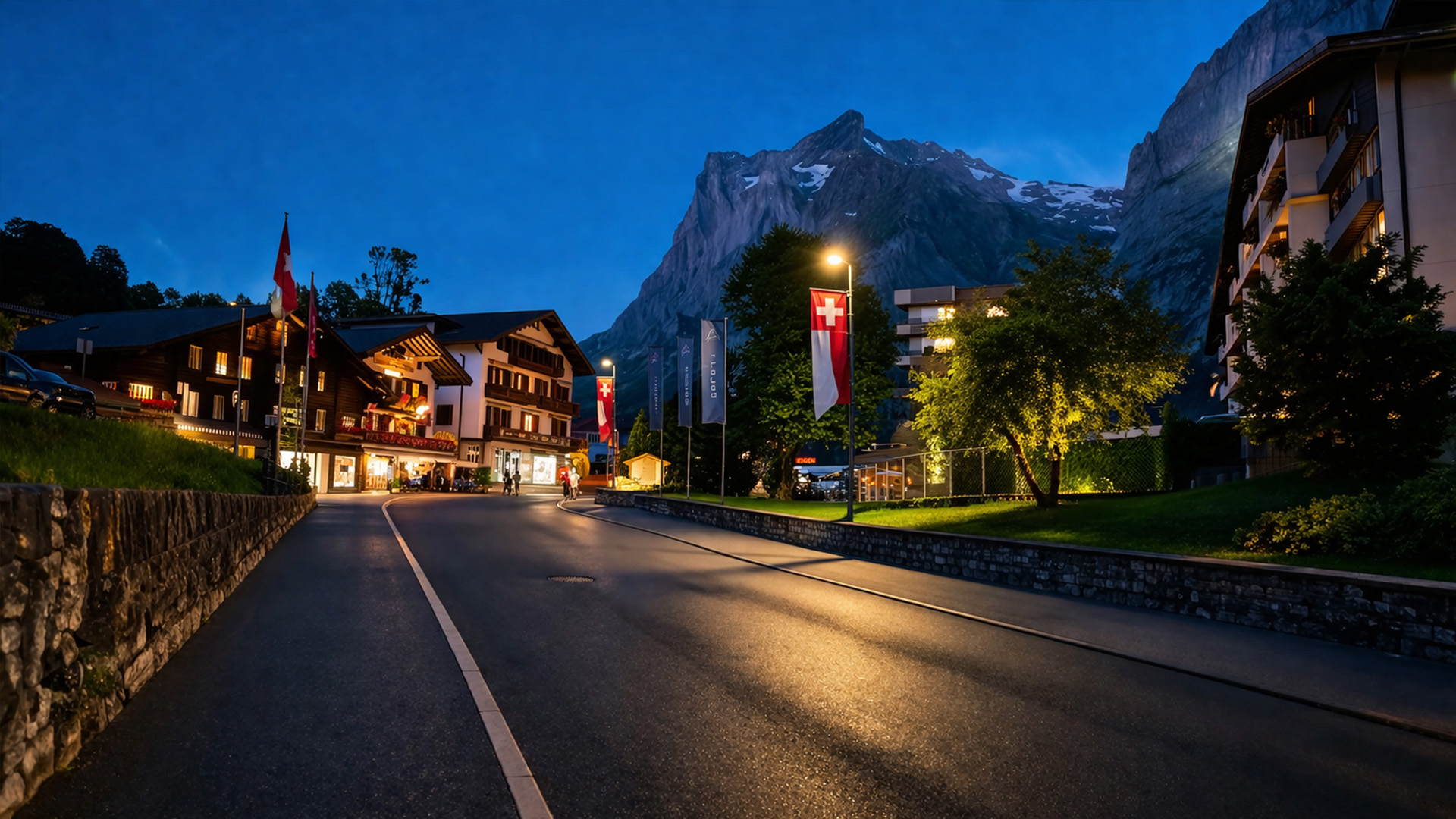 Grindelwald en Suisse offre une escapade relaxante en soirée (4K)